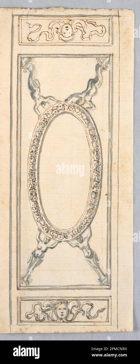 Drawing, Project for an oblong stucco ceiling: gaines and garlands ...