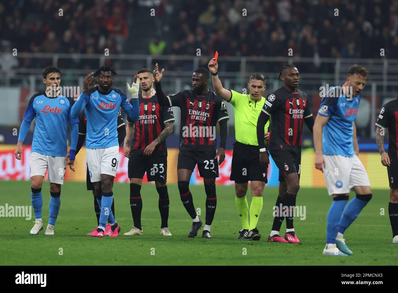Milan, Italy. 12th Apr, 2023. Andre Anguissa of SSC Napoli red card ...