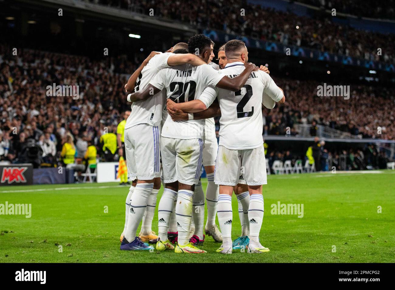 MADRID, SPAIN - APRIL 12: Benzema and his teammates celebrate after ...