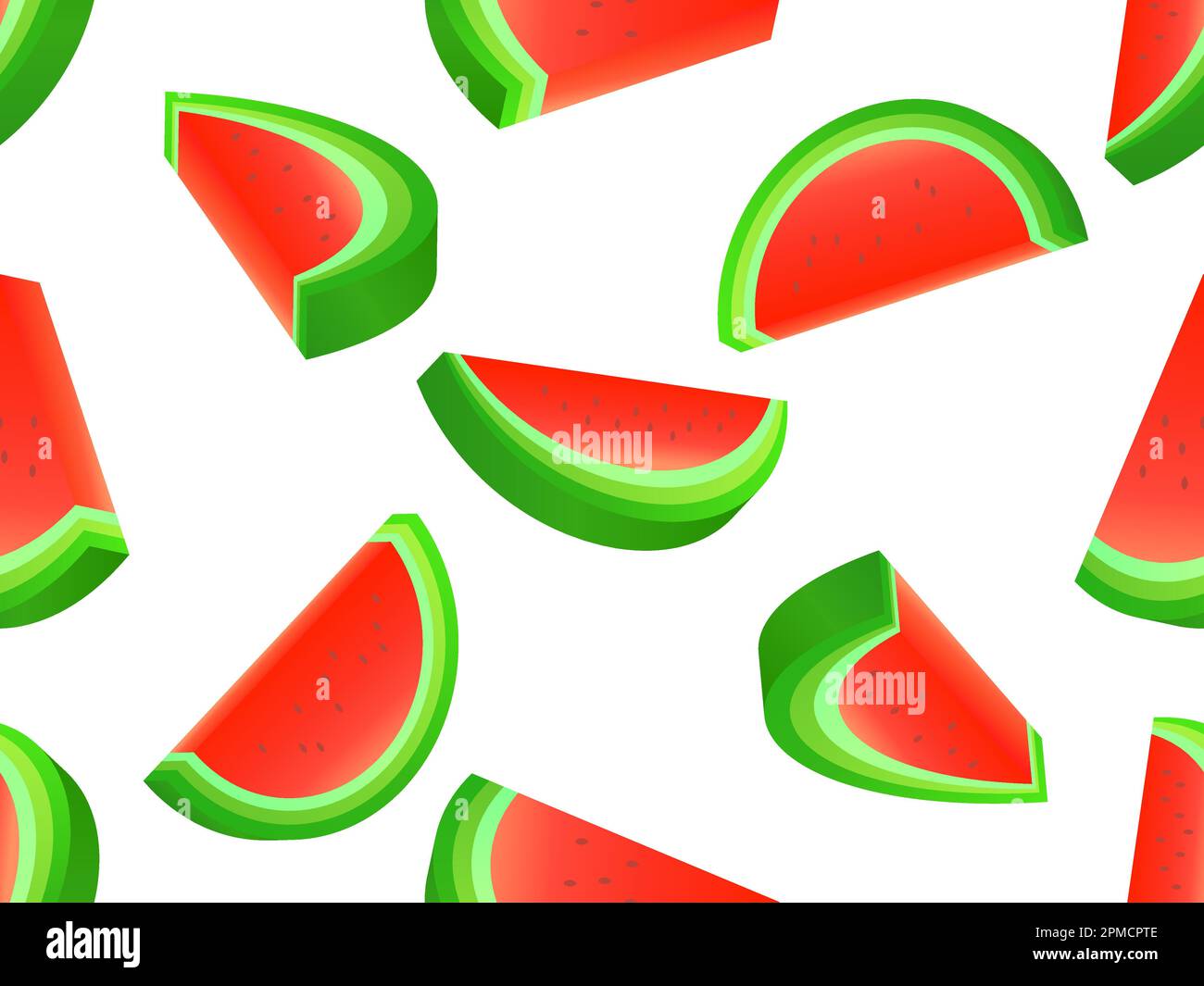 Watermelon seamless pattern in 3d style. Isometric watermelon slices ...