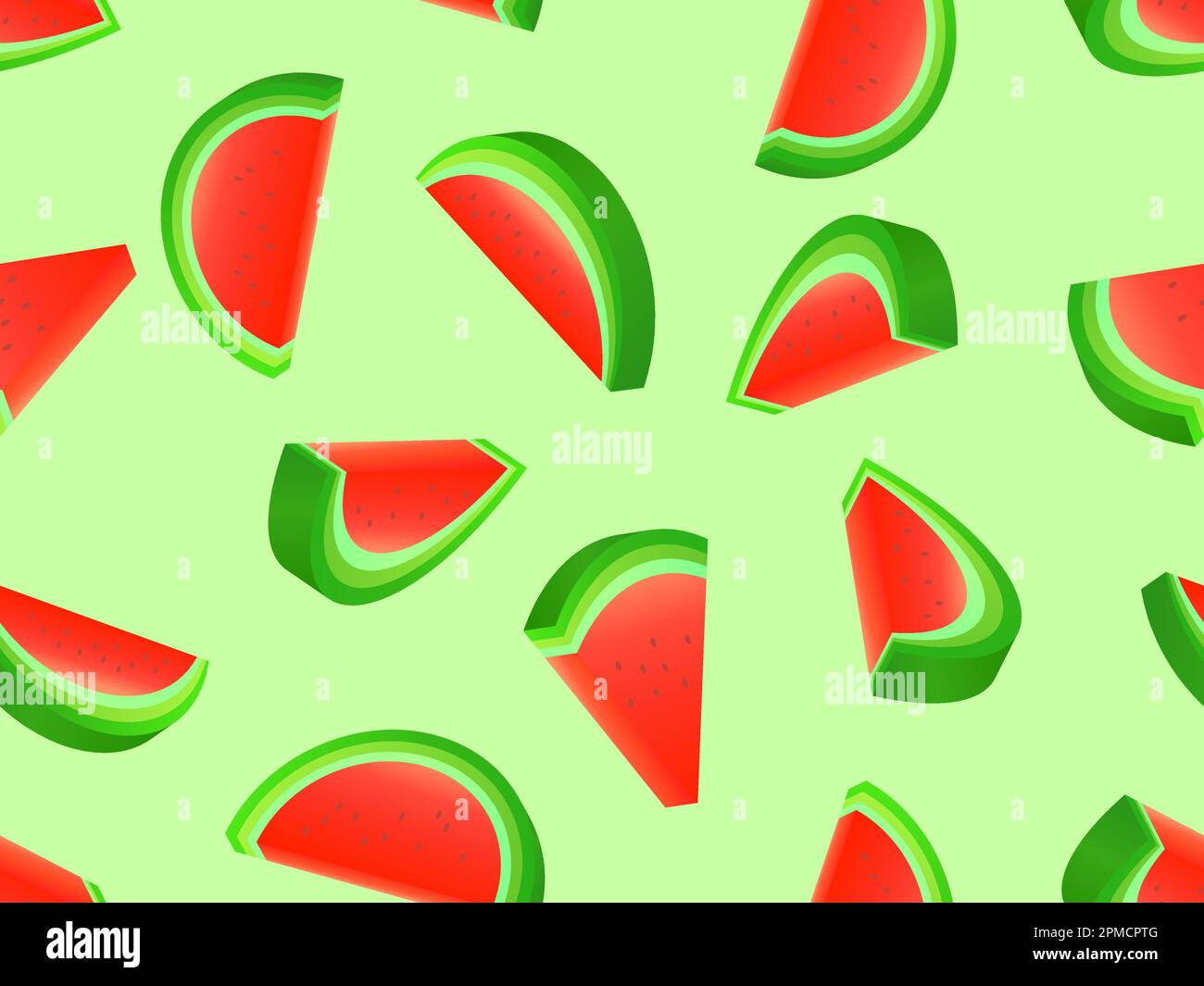 Watermelon seamless pattern in 3d style. Isometric watermelon slices ...