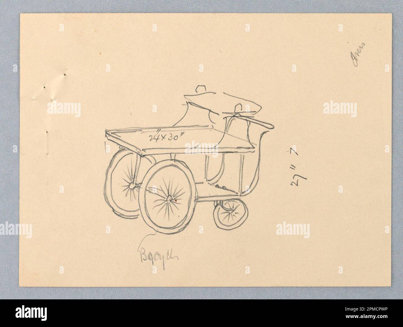 Drawing, Design for Rolling Serving Table with Three Trays; Designed by ...
