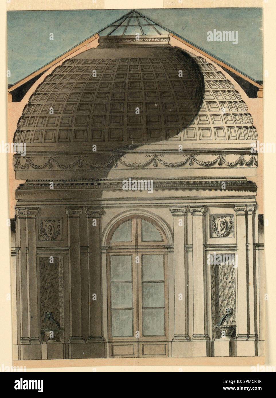 Drawing, Section of a Circular Pavilion; France; pen and black ink ...