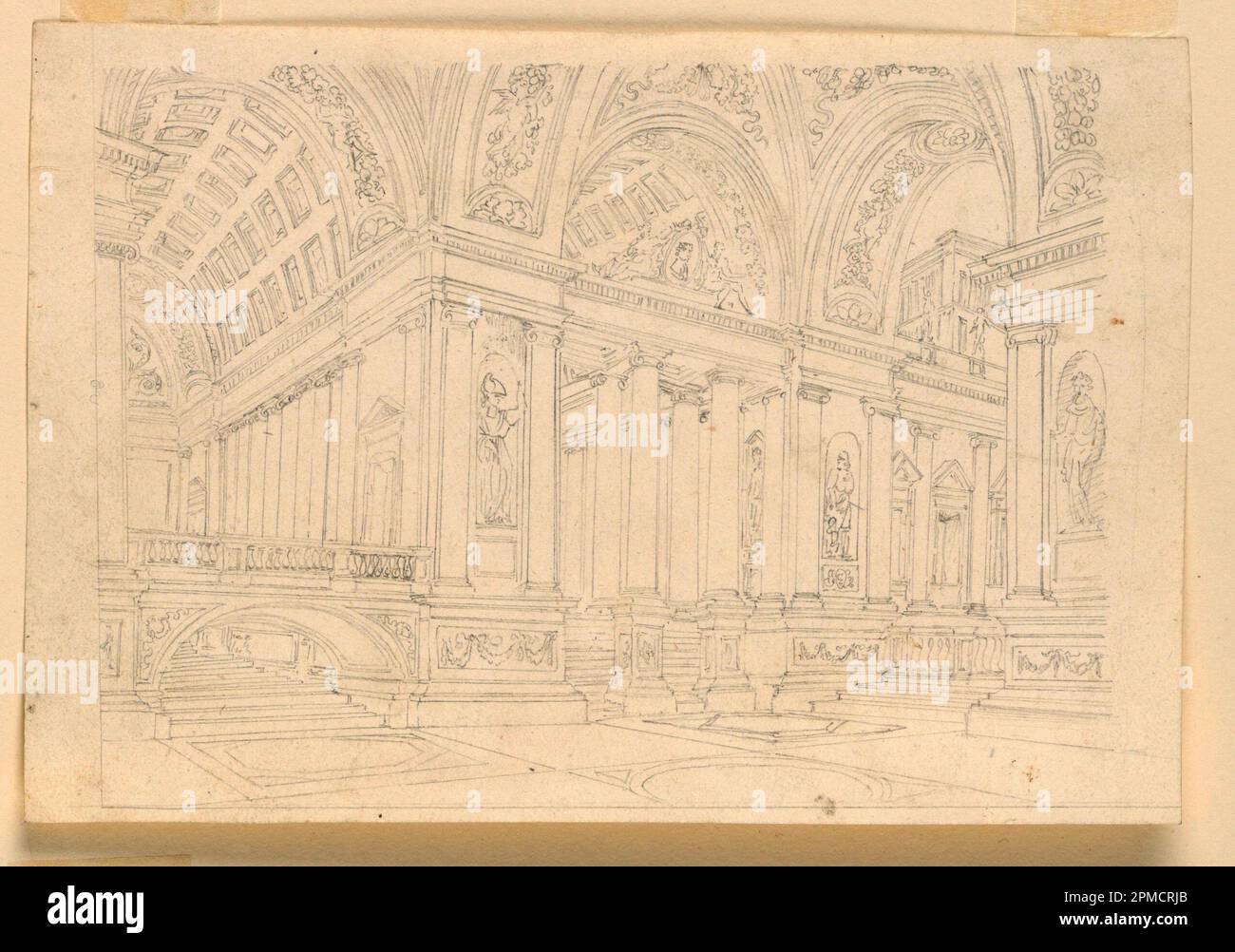 Drawing, Stage Design, Palace Interior; Italy; graphite on paper Stock ...