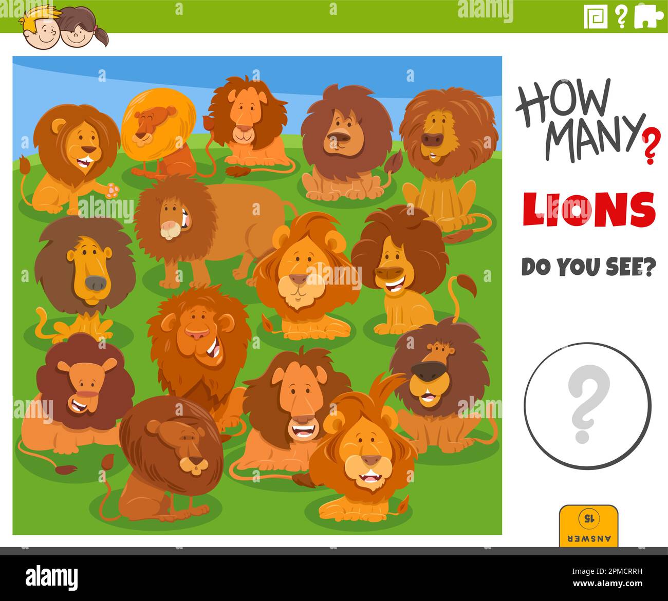 Illustration of educational counting game for children with cartoon ...