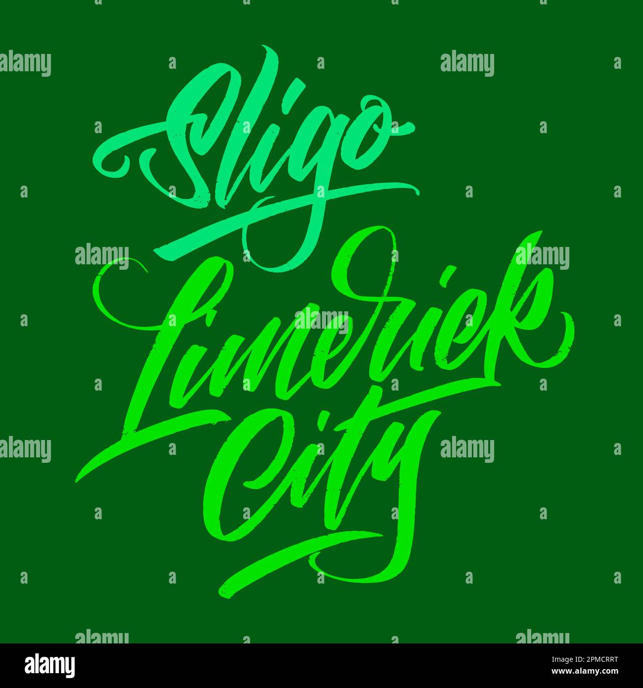 Set of Irish cities Sligo and Limerick in lettering style for ...
