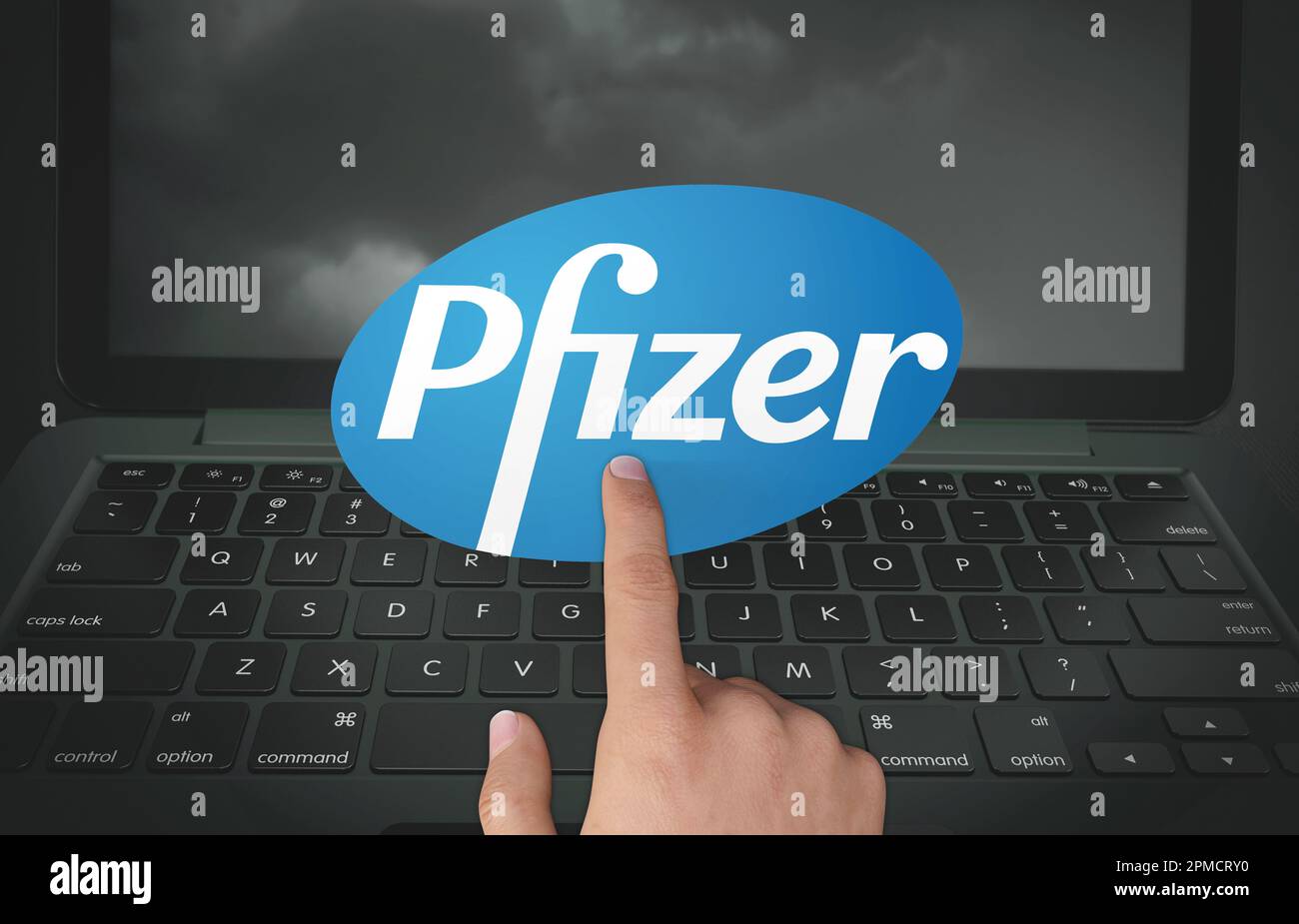 pfizer, logo design for use on social media and news sites Stock Photo ...