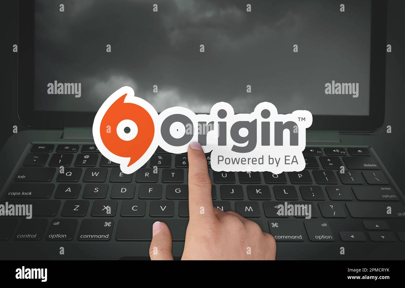 origin, logo design for use on social media and news sites Stock Photo ...
