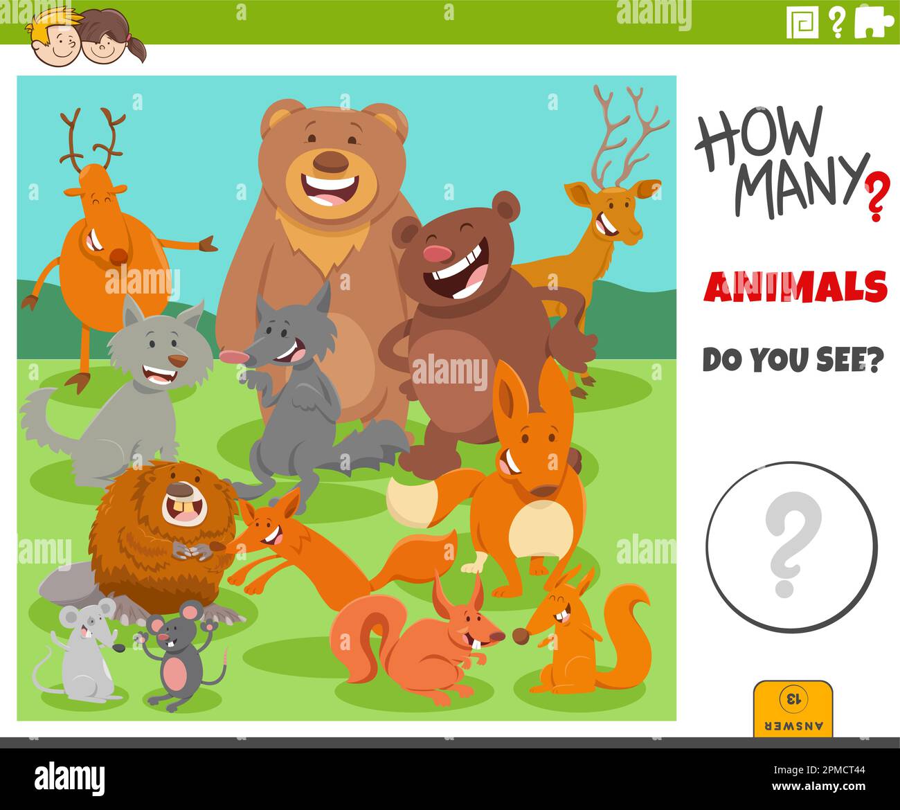 Illustration of educational counting game for children with cartoon ...