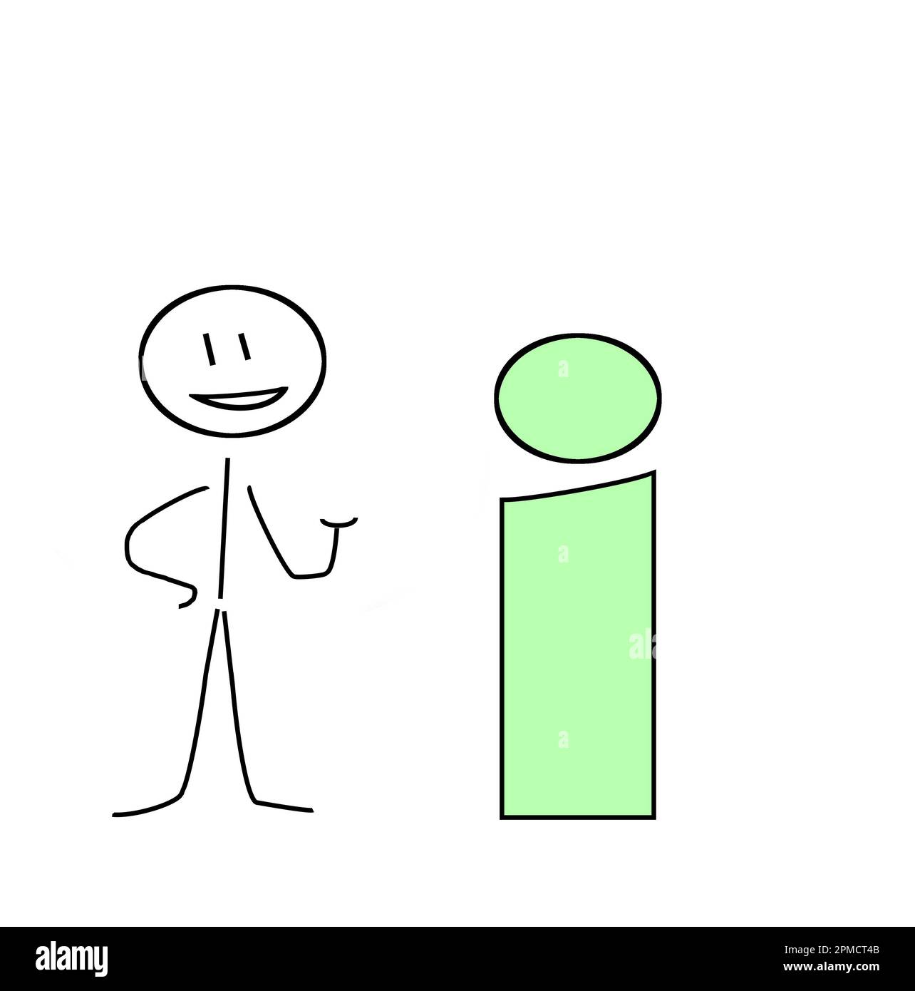 Stick figure with info sign Stock Photo - Alamy