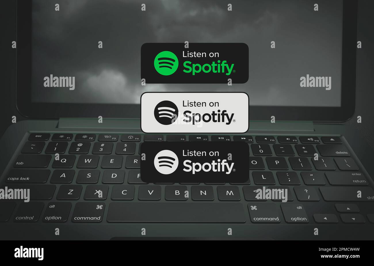 spotify, logo design for use on social media and news sites Stock Photo ...