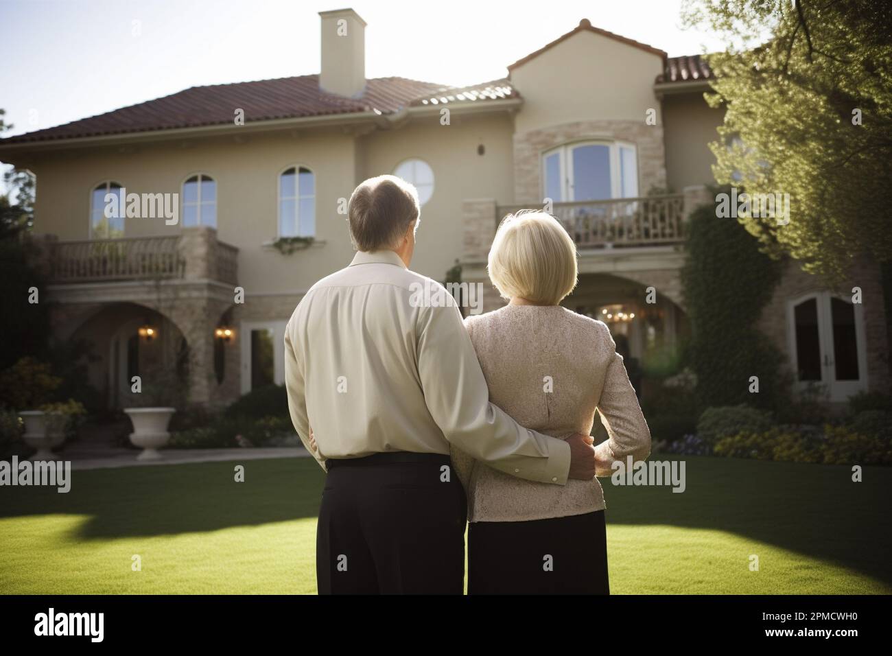 wealthy couple standing in front of a home Stock Photo - Alamy