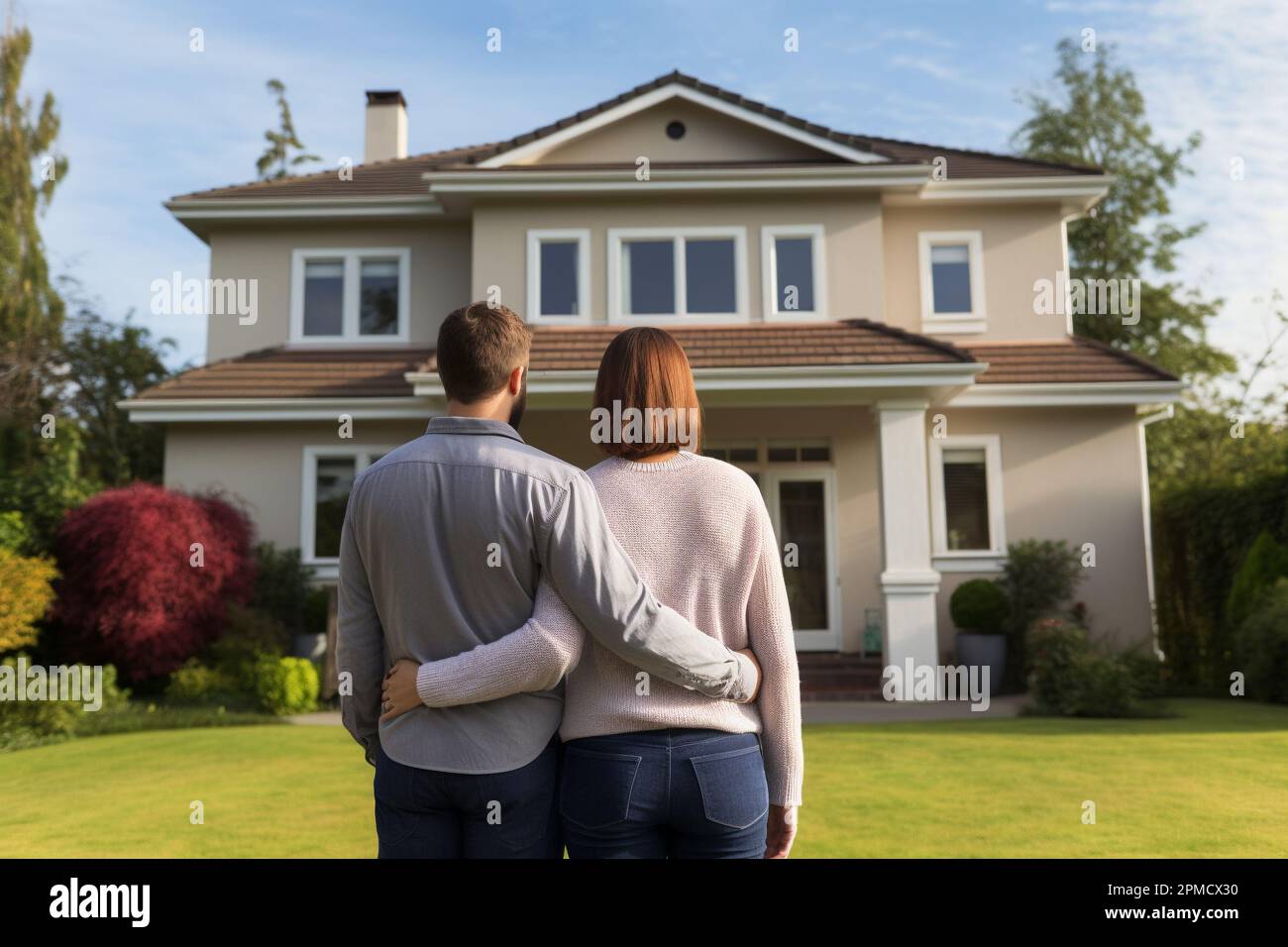 Family standing in front of house hi-res stock photography and images ...