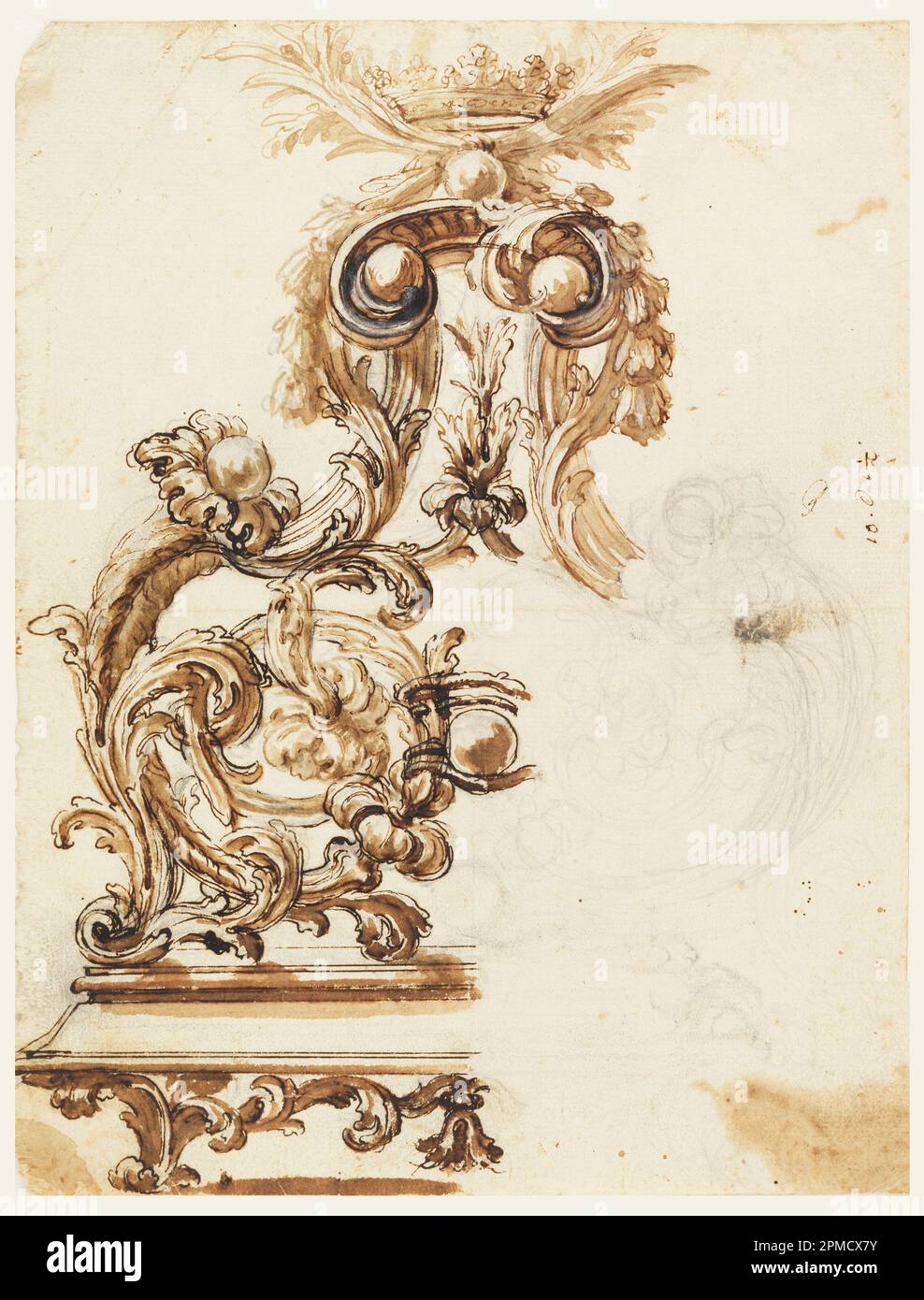 Design for a gilt bronze ornament this is a drawing hi-res stock ...