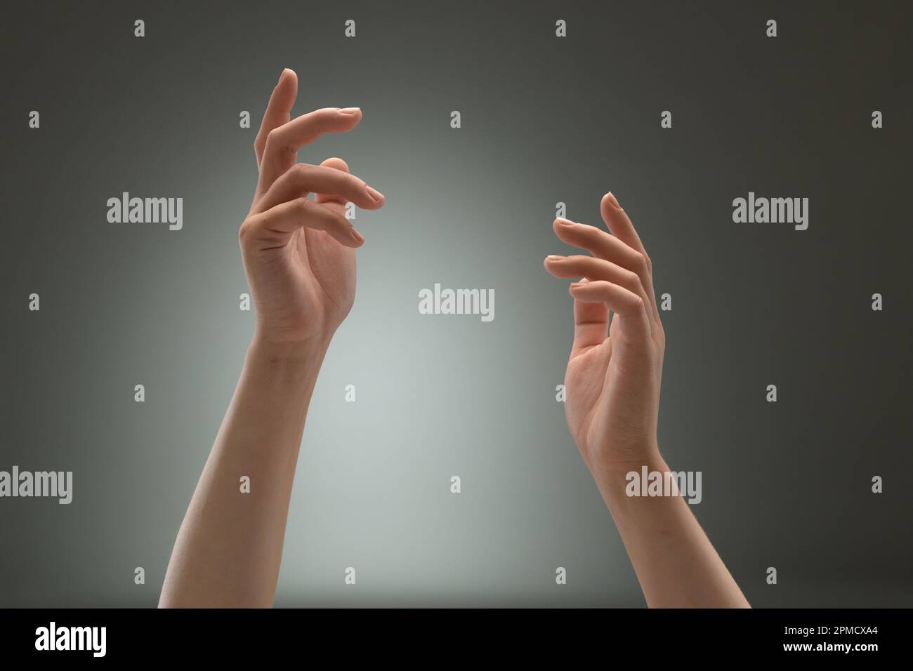 Women's palms upward with relaxed fingers in a dance gesture Stock ...