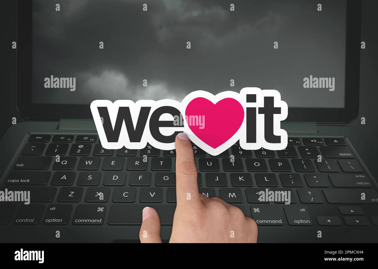 we it, logo design for use on social media and news sites Stock Photo ...