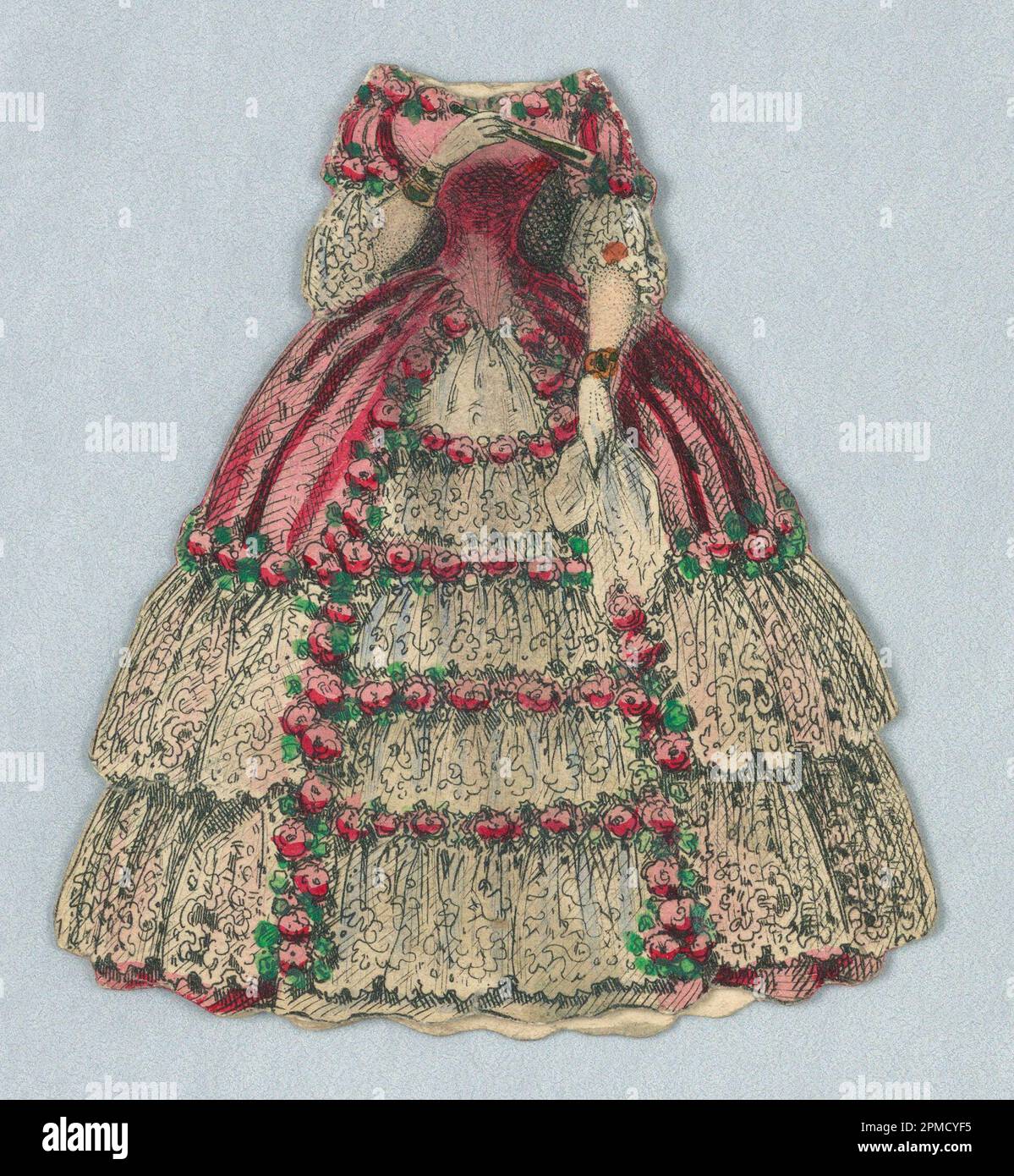 Print, Paper Doll Costume in Dark Pink and Light Pink Ruffles; USA ...