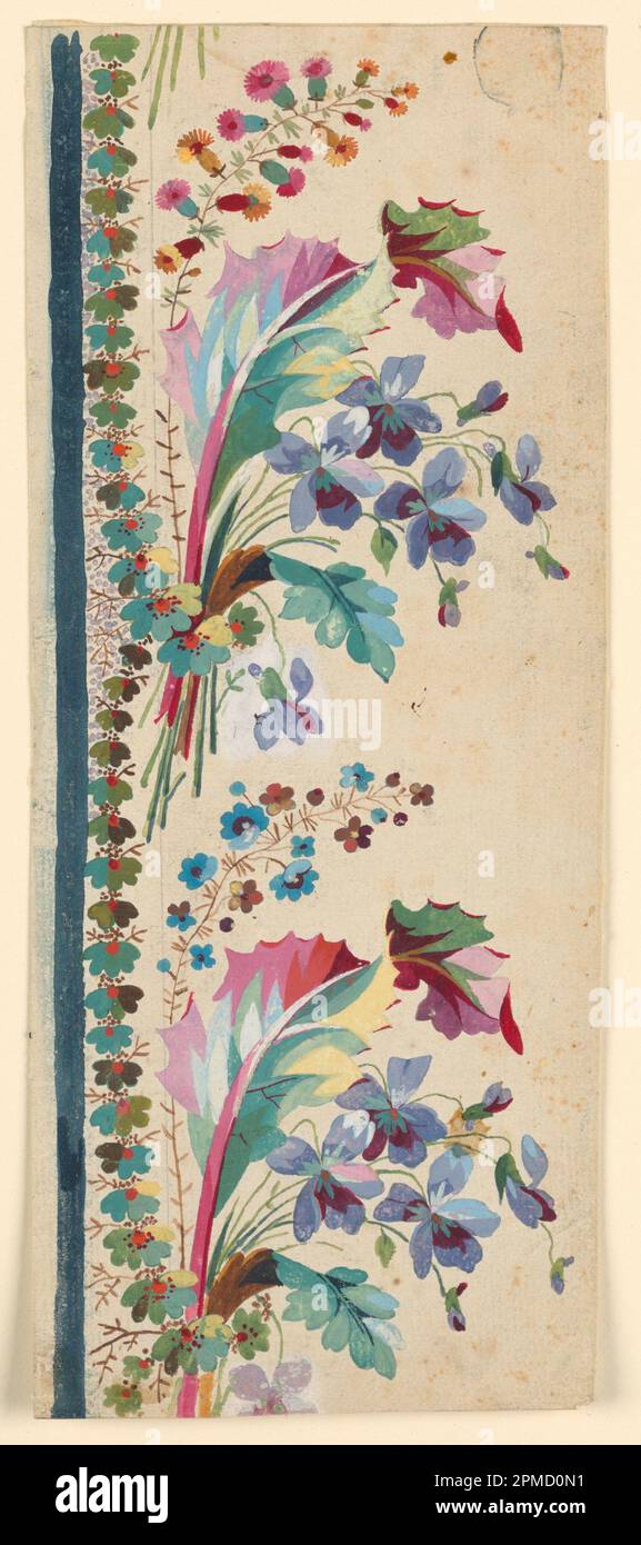 Drawing, Design for an Embroidered Veritcal Border; France; brush and ...