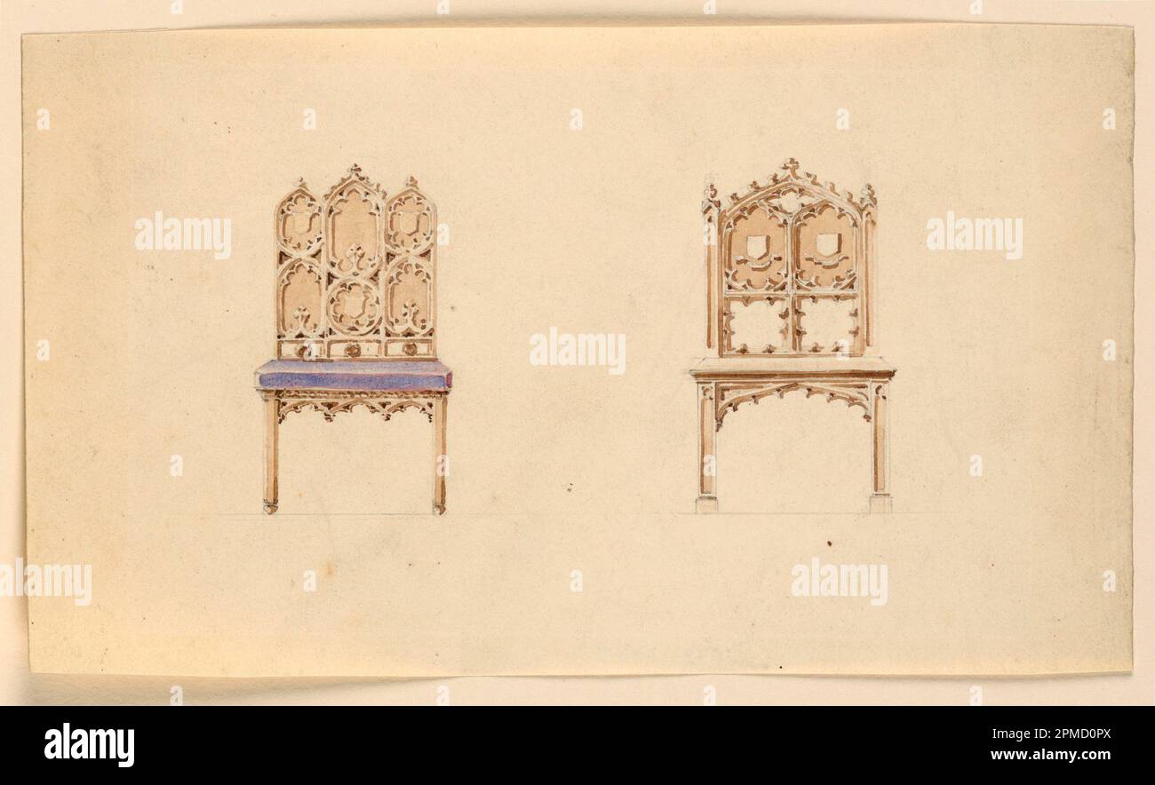 Drawing, Designs for Two Chairs in; England; watercolor, graphite ...