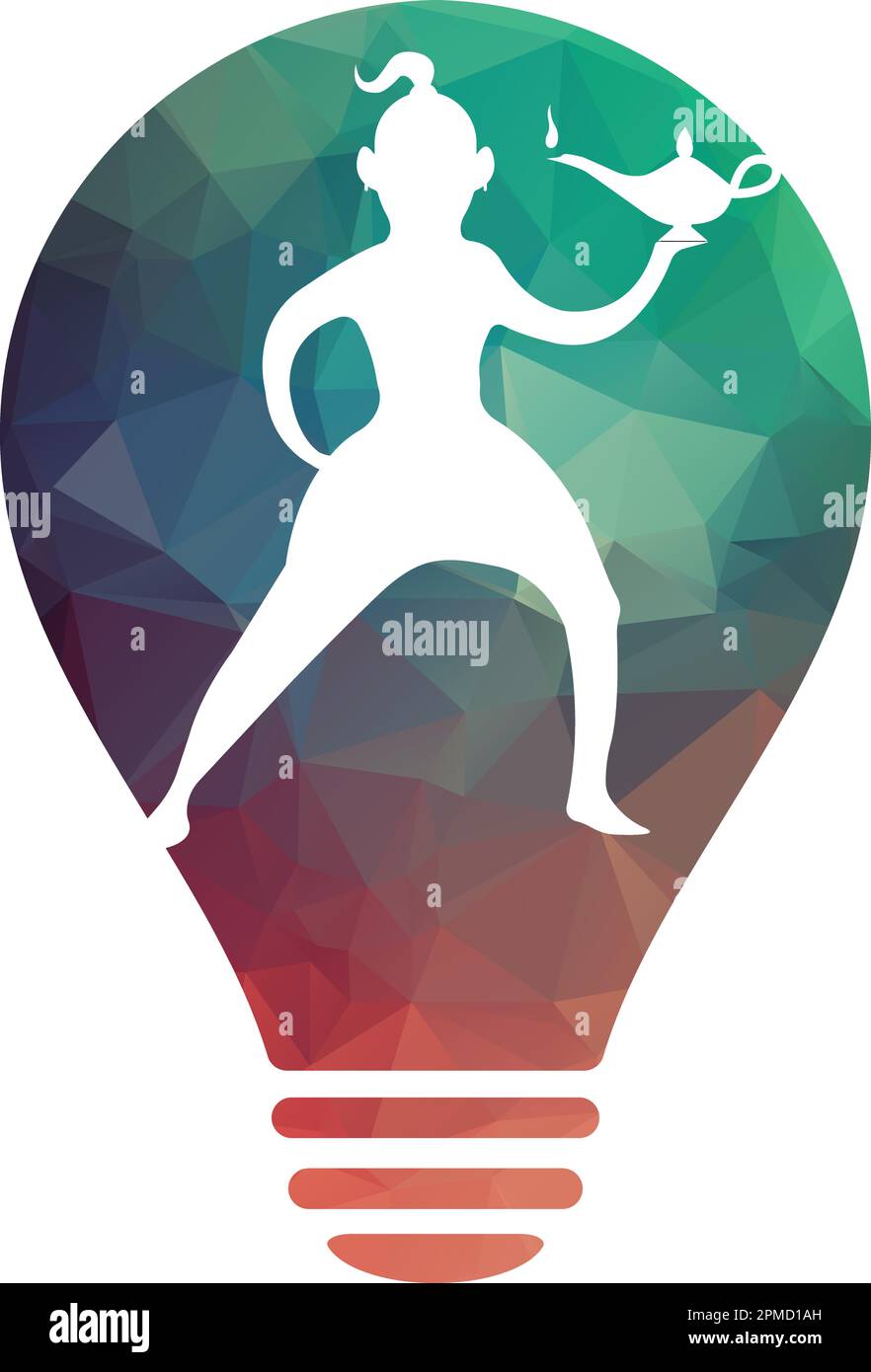 Genie Logo Design. Magic Fantasy genie concept logo. genie with action with lamp vector template ...