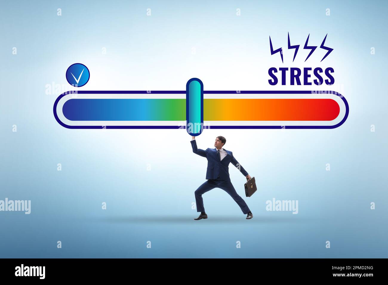 Concept of stress meter with the businessman Stock Photo - Alamy