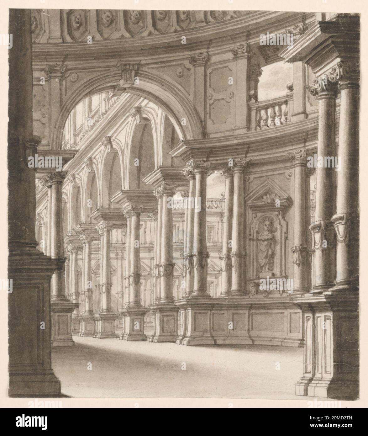 Drawing, Stage Design, Interior of Renaissance Portico; Italy; pen and ...
