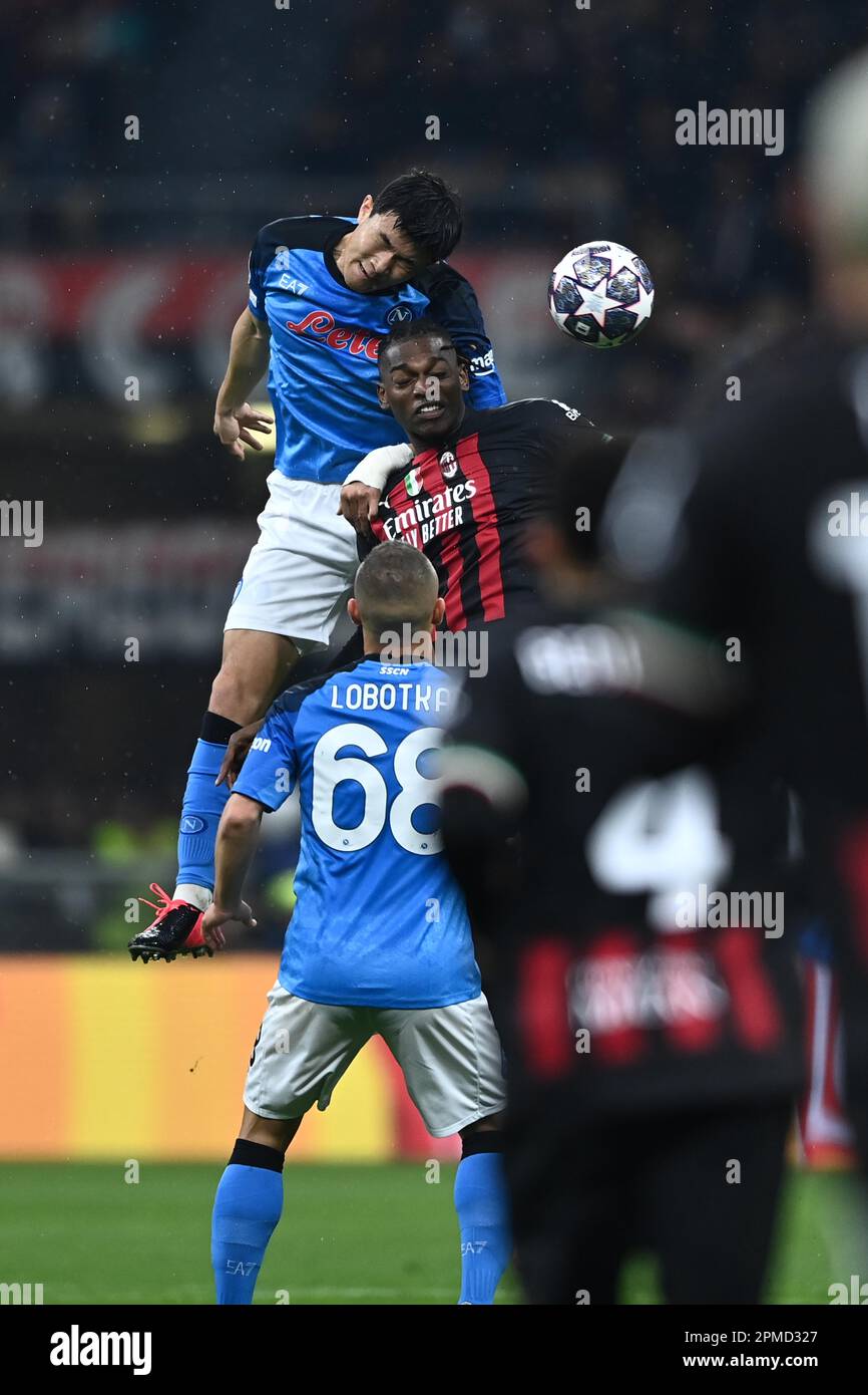 Kim Min-jae (Napoli)Rafael Leao (Milan) during the UEFA Champions ...
