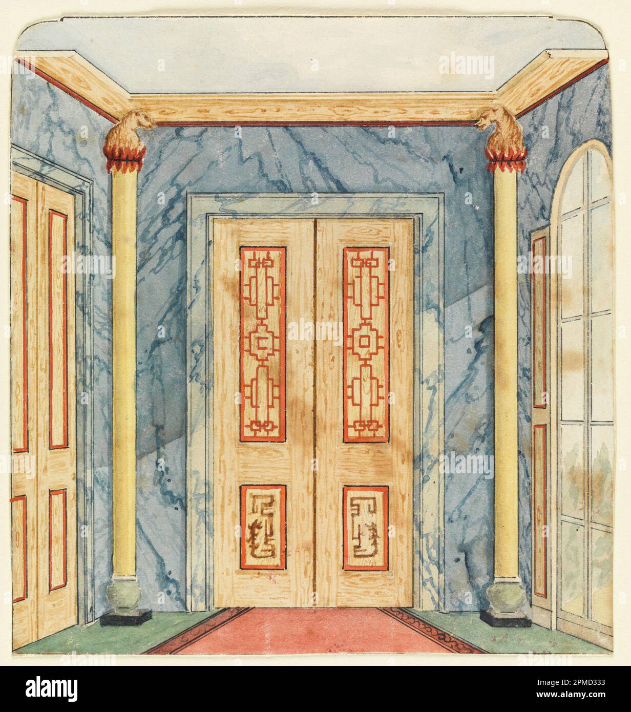 Drawing, Design for a Lobby, Possibly the Ante Room to the Music Room ...