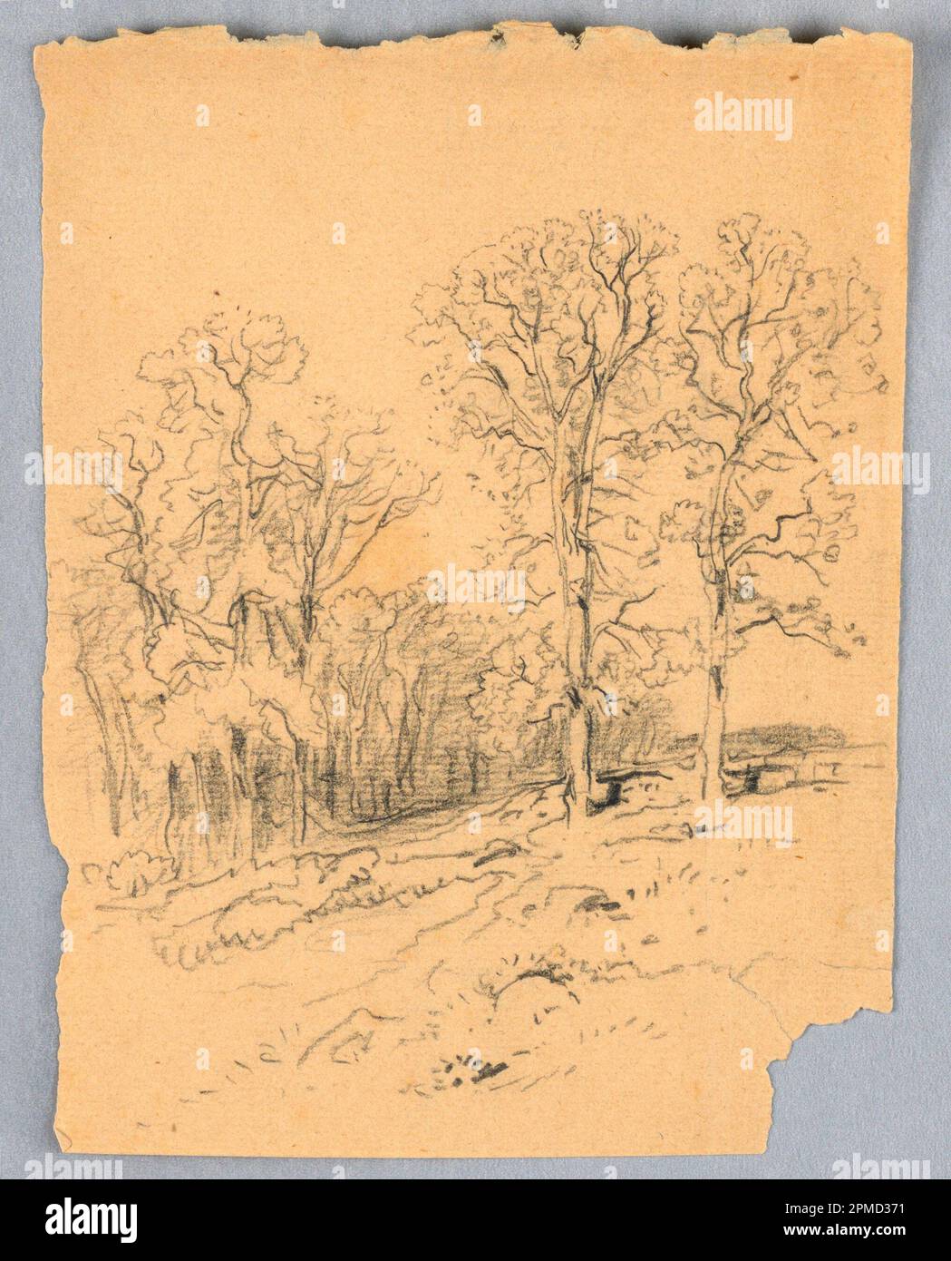 Drawing, Landscape Sketch with a Hilly Country Road; Samuel Colman ...