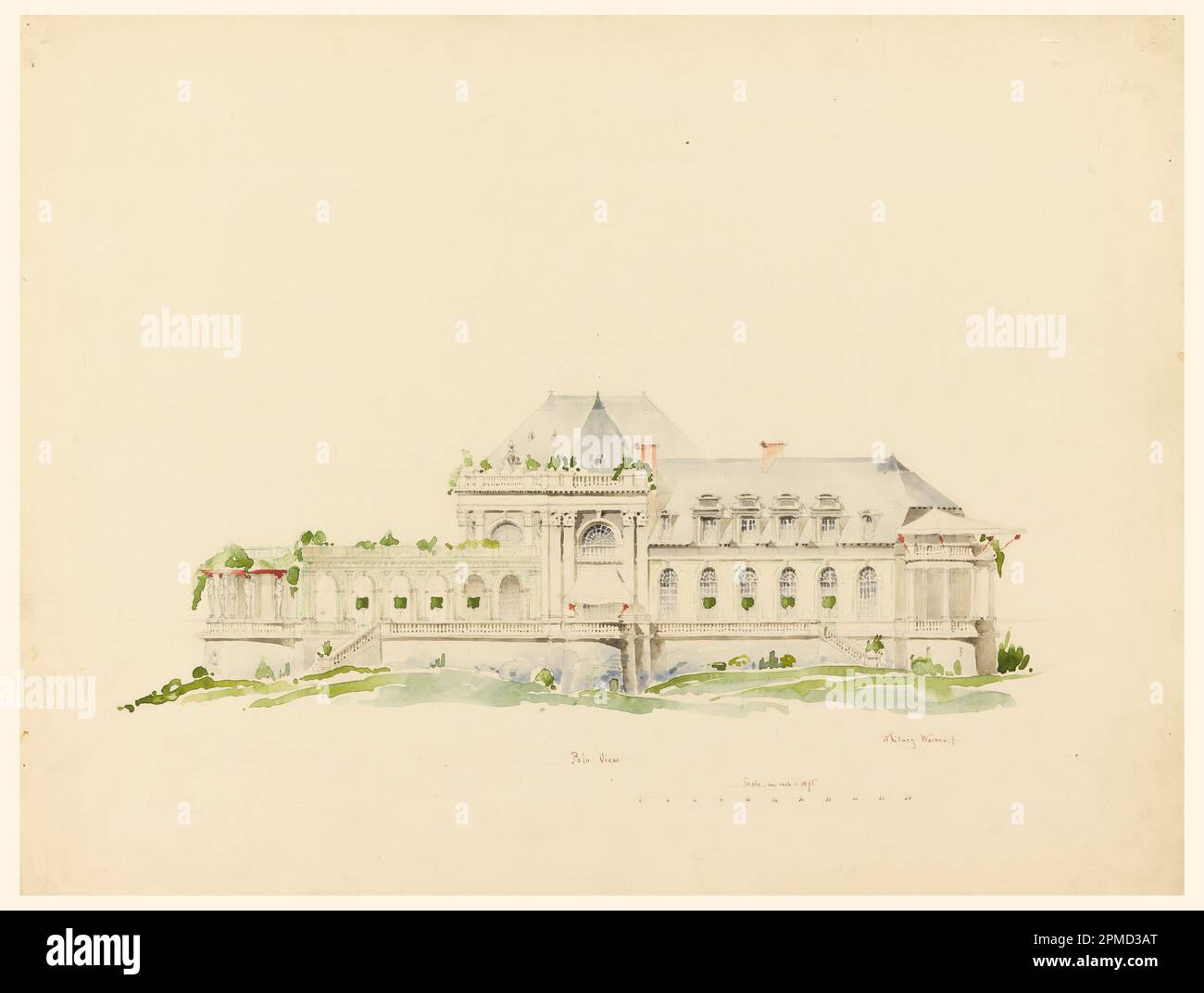 Drawing, Elevation toward Polo Grounds, Clubhouse, Newport, Rhode ...