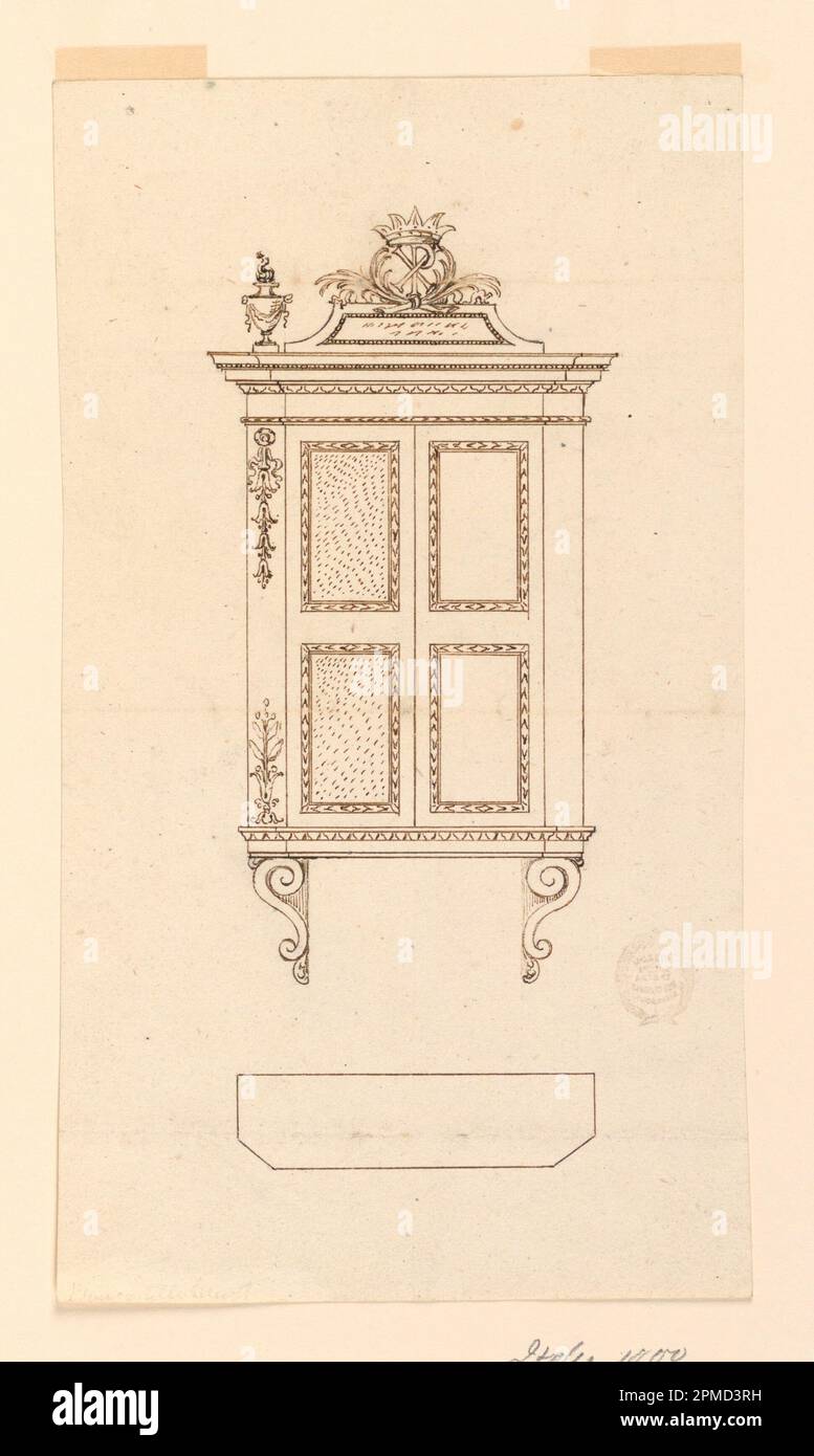 Drawing, Design for a Hanging Sacristy Cupboard; Italy; pen and ink on ...