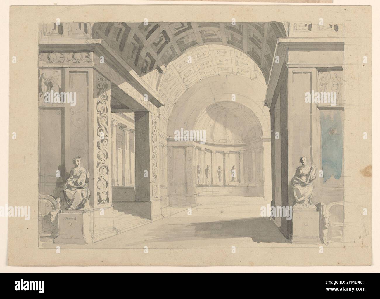 Drawing, Stage Design, Palace Interior; Italy; brush and wash, graphite ...