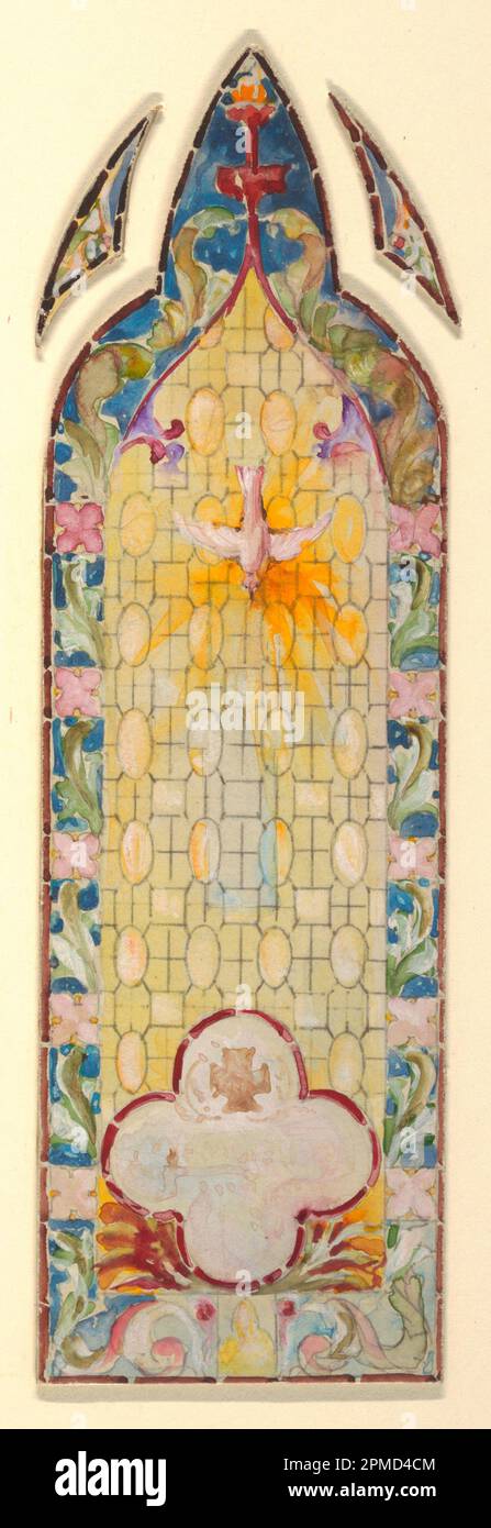 Drawing, Stained glass window: three part design; Designed by John C ...