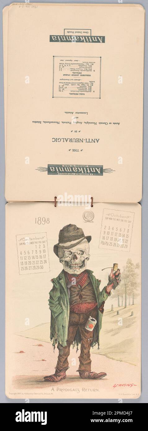 Calendar, The Antikamnia Calendar, September and October, 1898: A ...