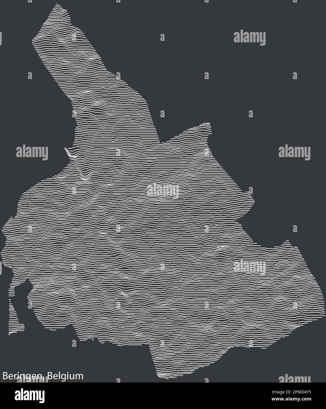 Topographic relief map of the city of BERINGEN, BELGIUM with solid ...