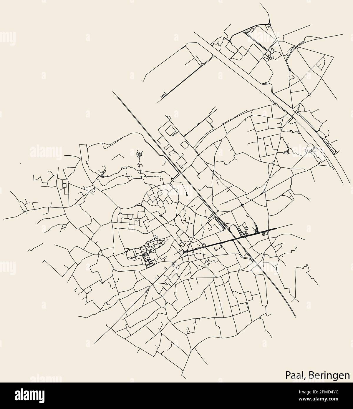 Detailed hand-drawn navigational urban street roads map of the PAAL ...