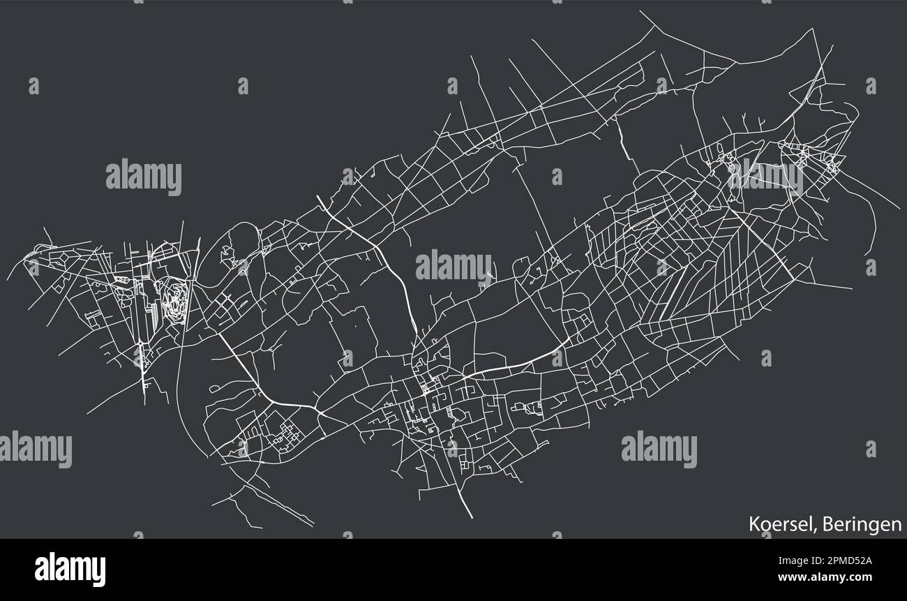 Detailed hand-drawn navigational urban street roads map of the KOERSEL ...