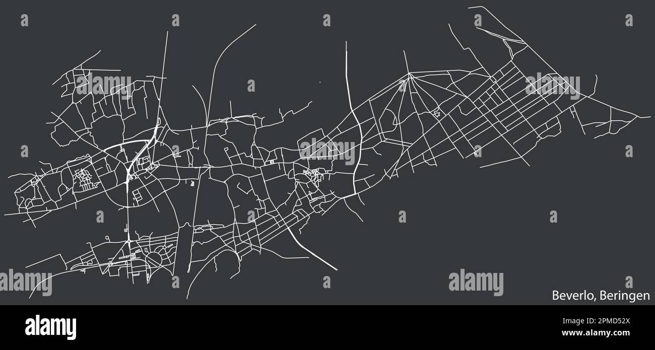Detailed hand-drawn navigational urban street roads map of the BEVERLOO ...