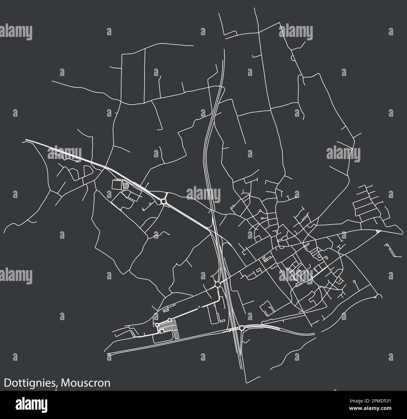 Detailed hand-drawn navigational urban street roads map of the ...