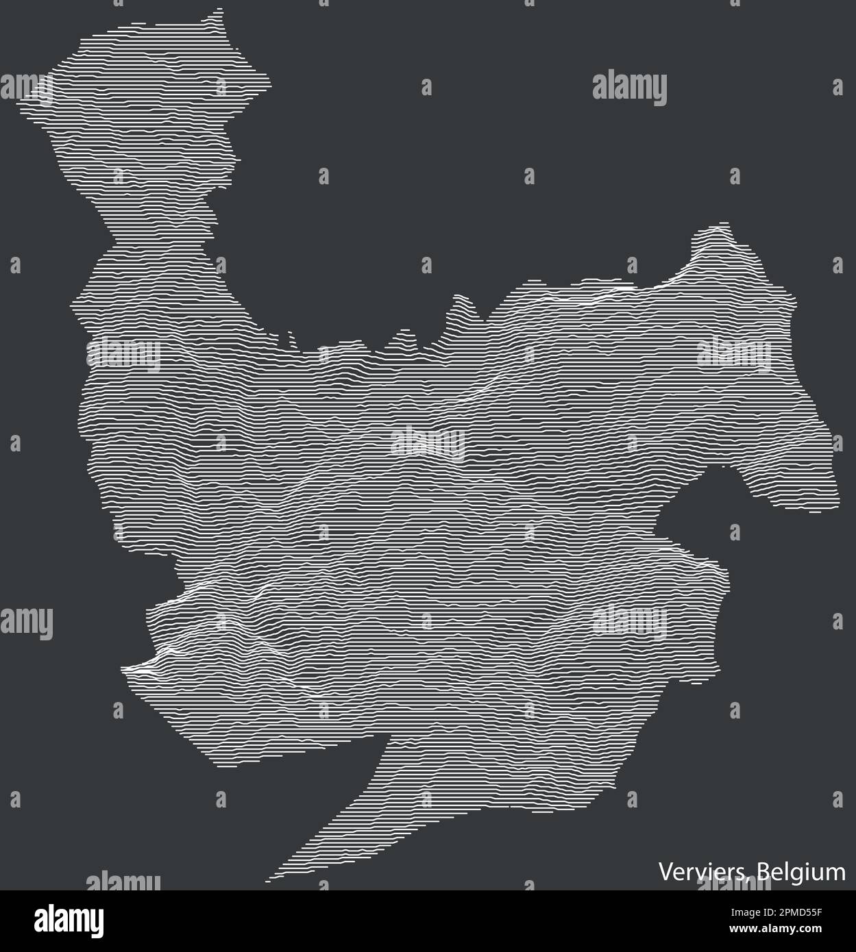 Topographic relief map of the city of VERVIERS, BELGIUM with solid ...