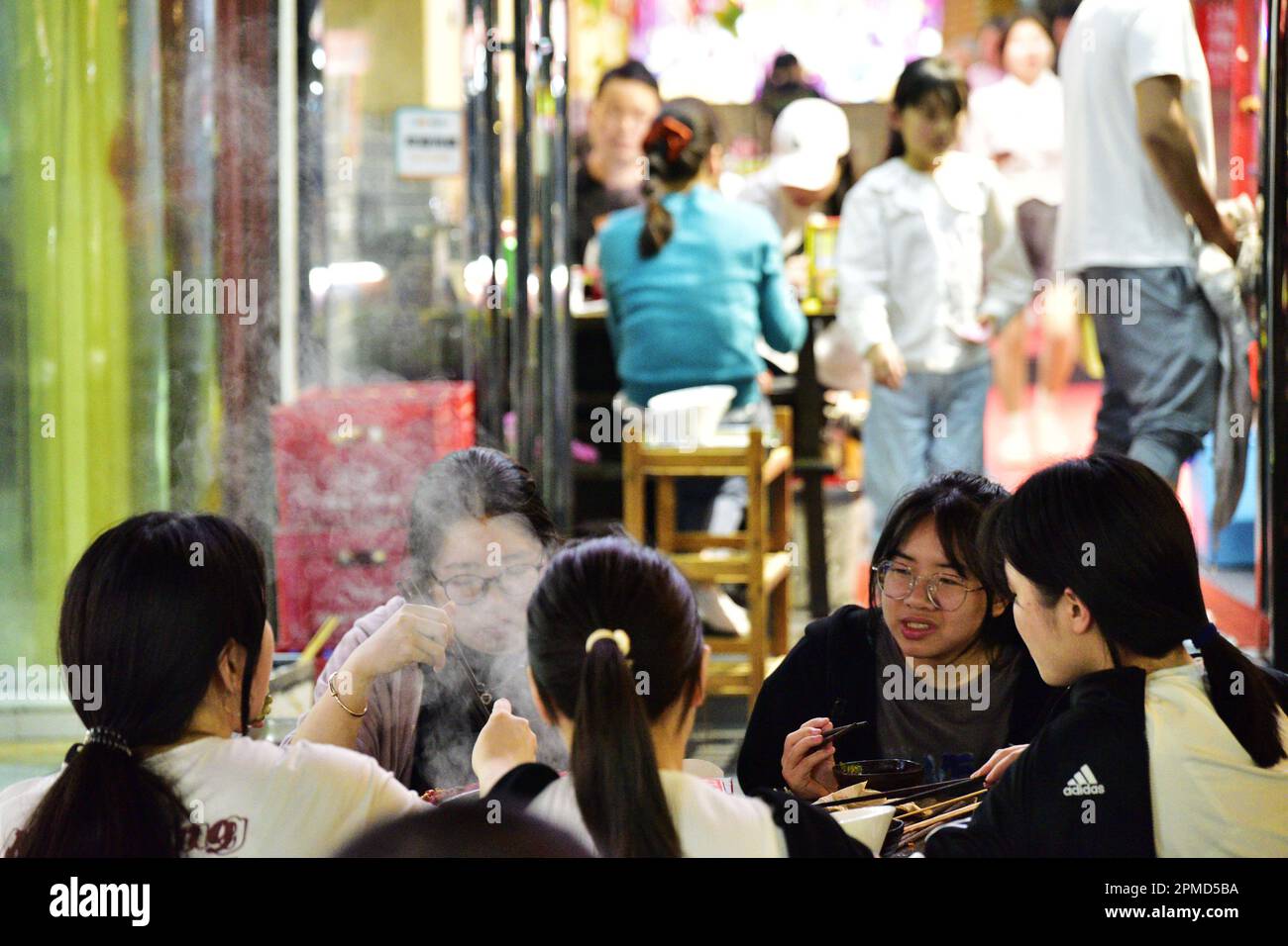 JINGMEN, CHINA - APRIL 12, 2023 - Tourists hang out at the Zhongtian ...