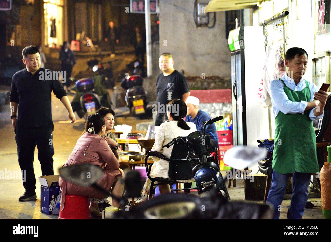 JINGMEN, CHINA - APRIL 12, 2023 - Tourists hang out at the Zhongtian ...