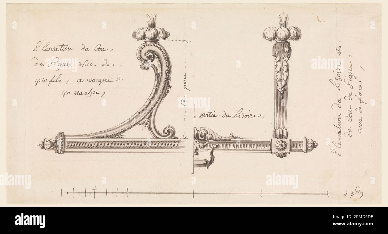 Drawing, Two Elevations of Understructure of Carriages; Designed by ...