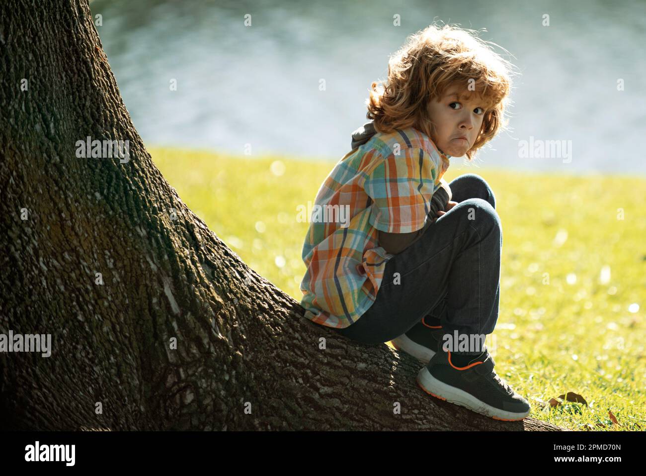 Child abuse concept. Lonely depressed kid. Loneliness boy. Human ...