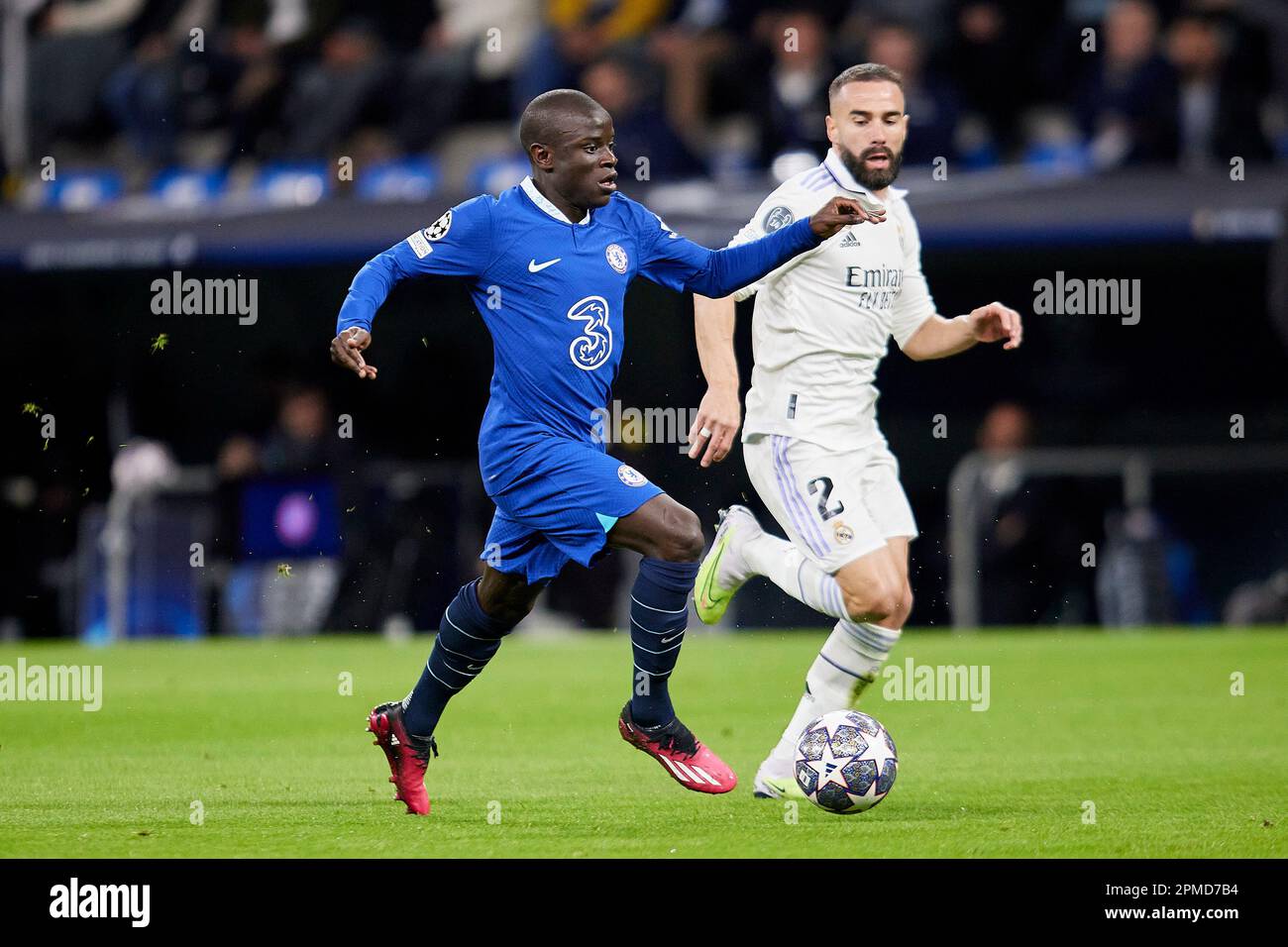 Madrid, Spain. 12th Apr, 2023. N'Golo Kante of Chelsea FC and Daniel ...