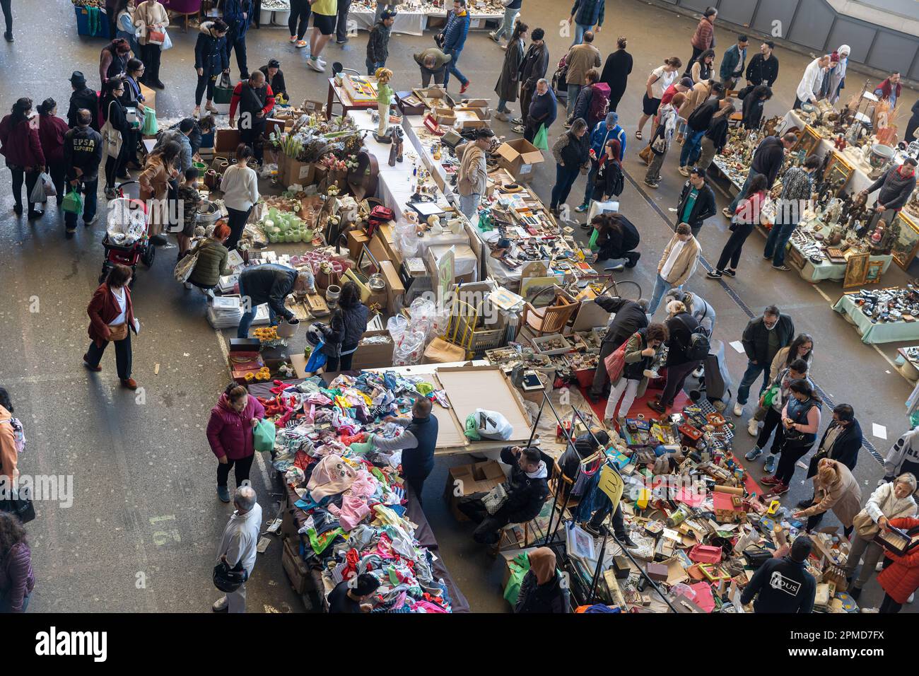 BARCELONA - March 14 2023: Typical stall on Els Encants flea market at ...