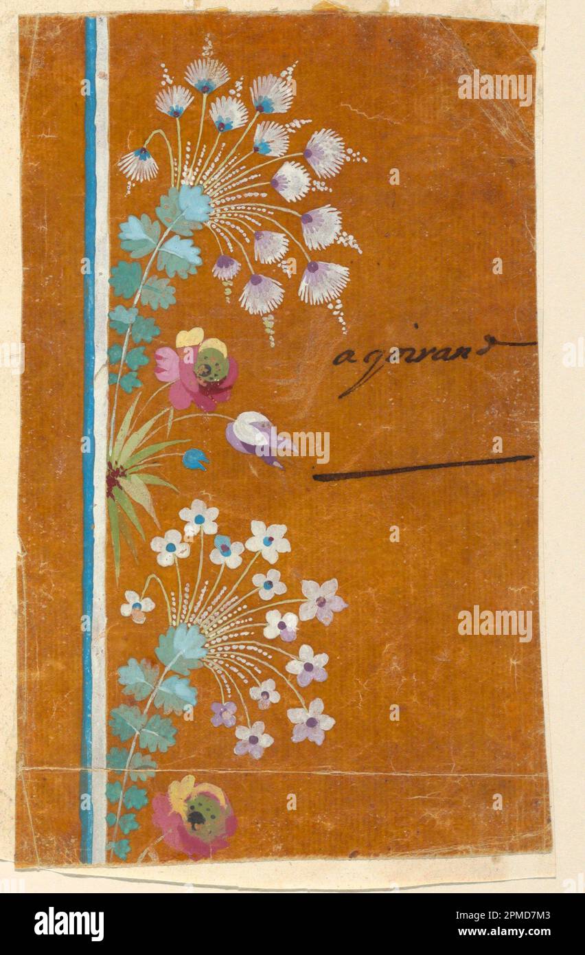 Drawing, Project for an embroidered vertical border; France; incised ...