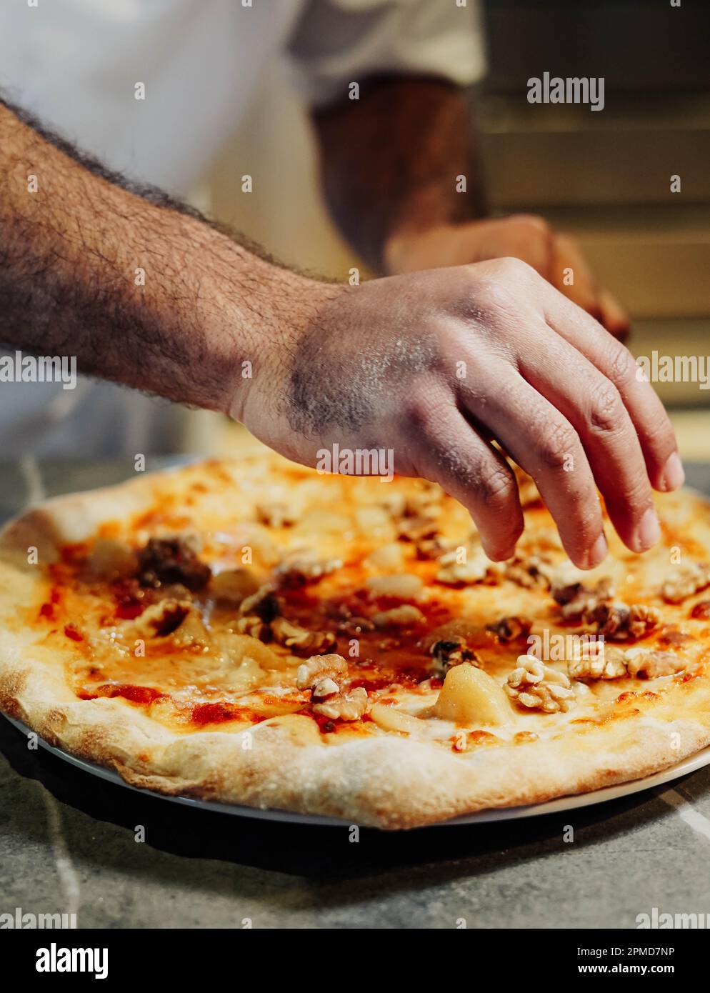 Homemade Italian-style pizza. Freshly kneaded dough, hand crushed ...