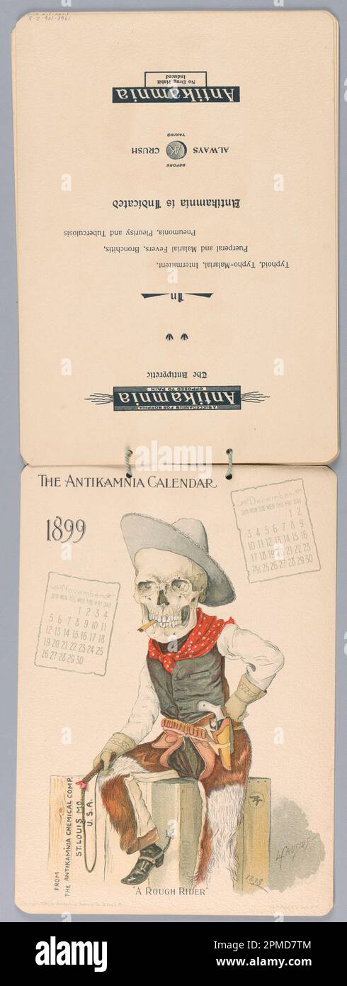 Calendar, The Antikamnia Calendar, November and December, 1899: "A ...