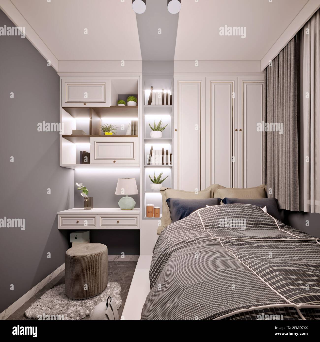 Luxury hotel room, bedroom. 3d rendering Stock Photo - Alamy